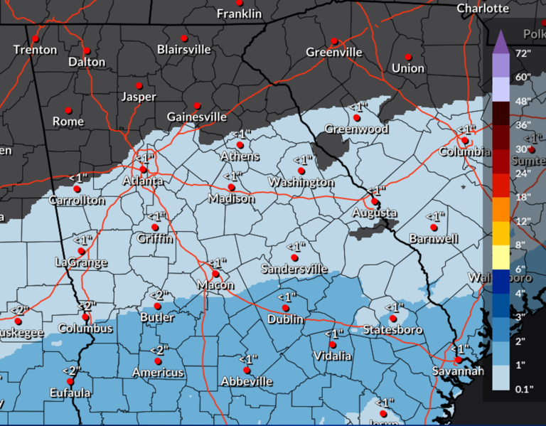 Winter Storm Watch across Georgia beginning Tuesday. How much snow is ...