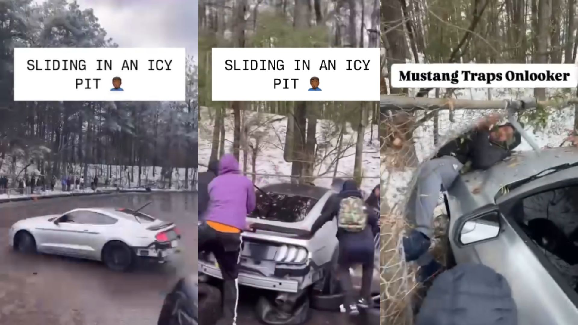 S550 Mustang Slams Into Crowd While Trying Icy Donuts