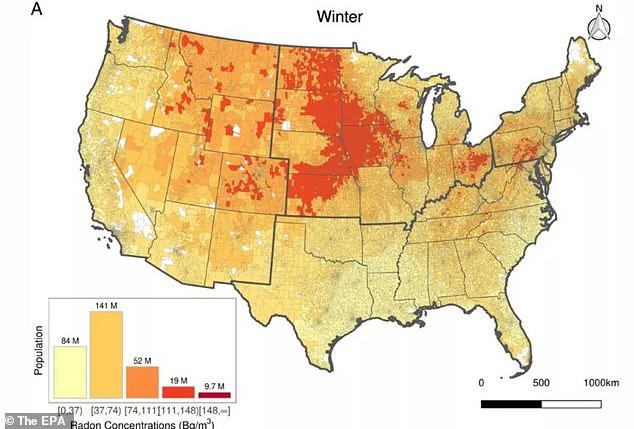 Map reveals US hotspots for cancer-causing radioactive gas