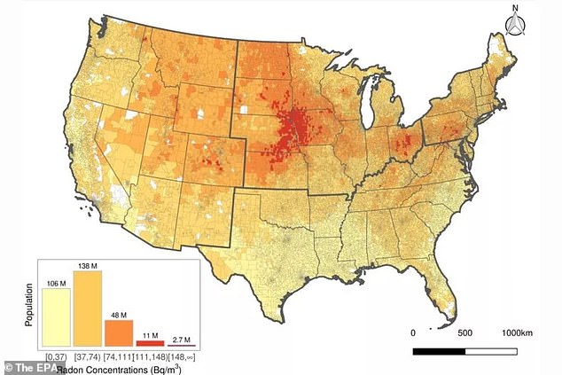 Map reveals US hotspots for cancer-causing radioactive gas