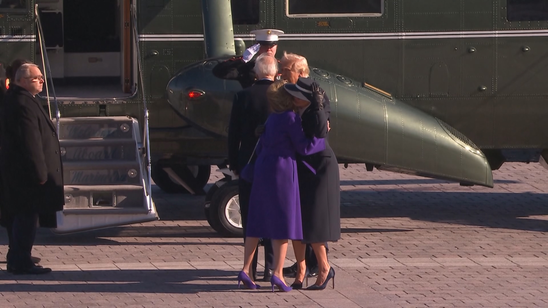 Bidens depart the U.S. Capitol aboard Marine One