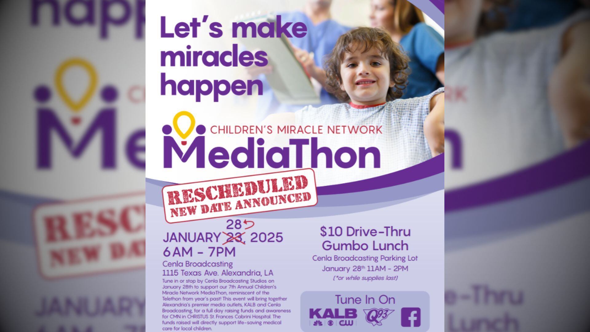 Children’s Miracle Network MediaThon rescheduled due to winter weather