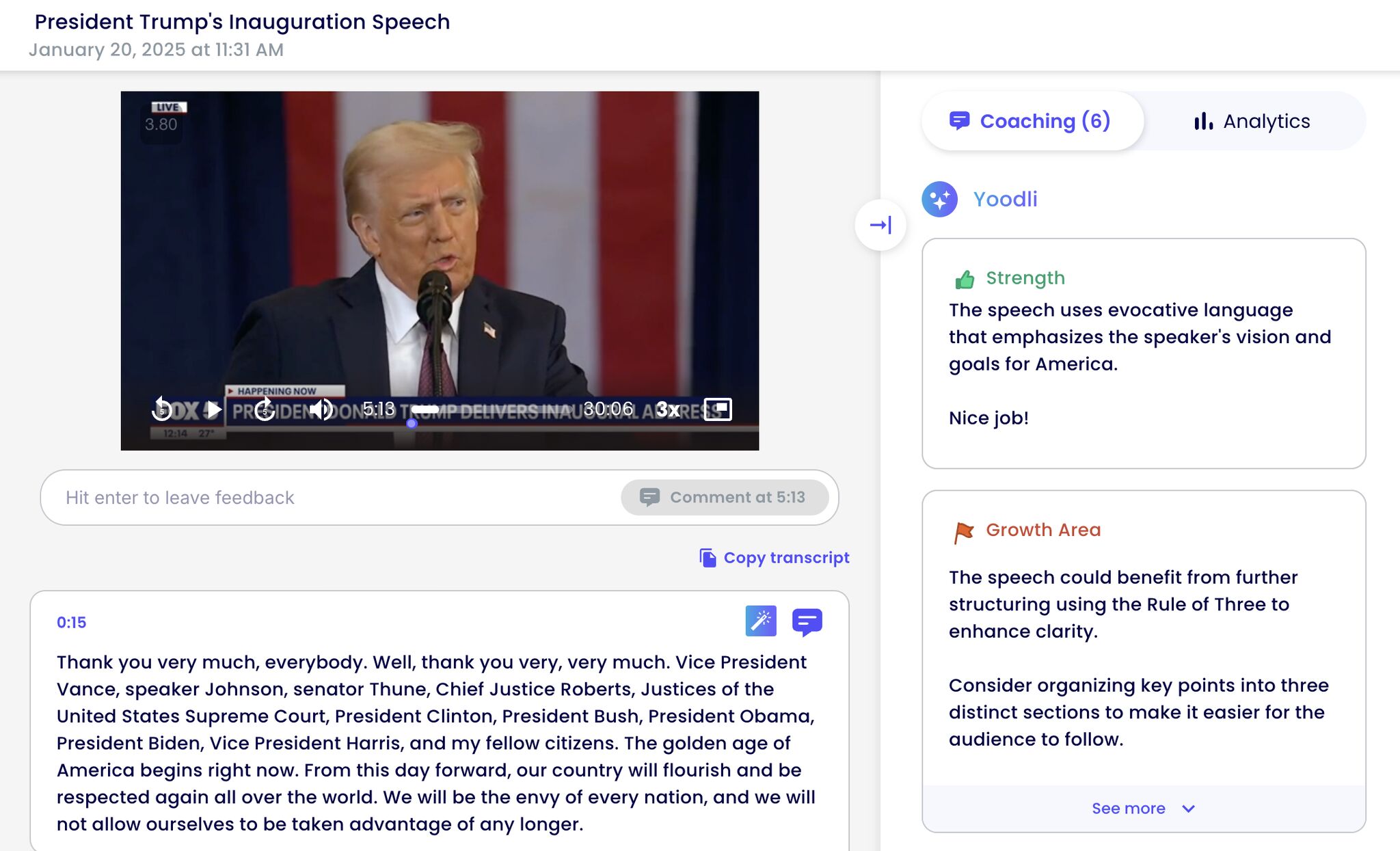 Here’s how AI graded President Trump’s inauguration speech