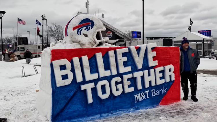 M&T Bank unveils massive snow sculpture ahead of Bills vs Ravens showdown