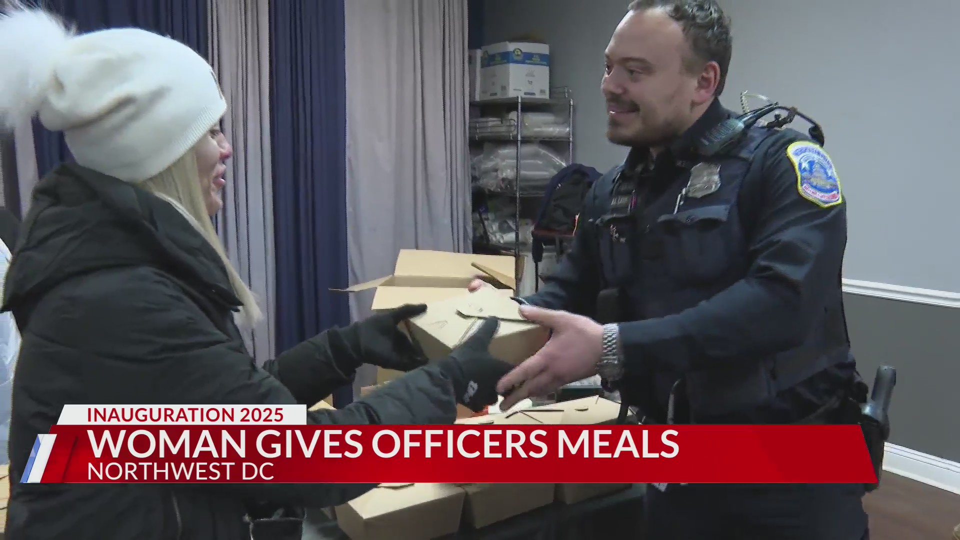Woman gives out 1,600 meals to police officers working presidential ...