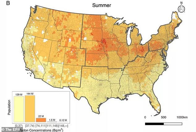 Map reveals US hotspots for cancer-causing radioactive gas