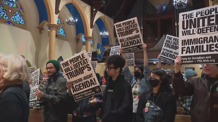 Dozens gather in Columbus to protest inauguration