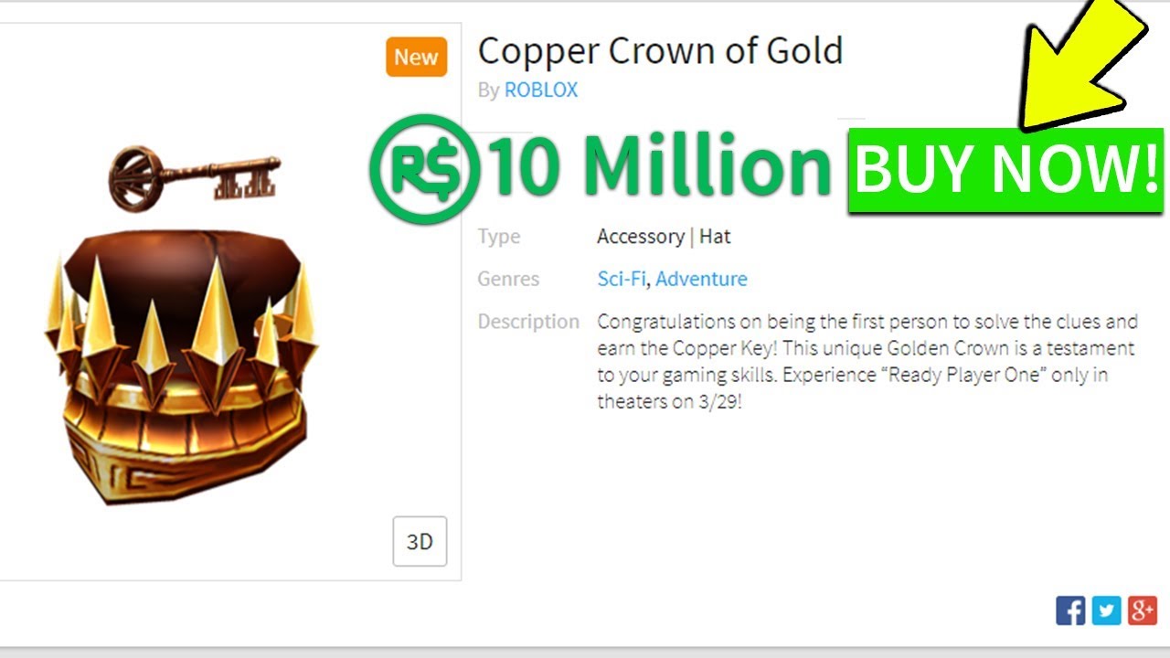 BUYING THE GOLDEN COPPER CROWN! (Roblox READY PLAYER ONE EVENT)