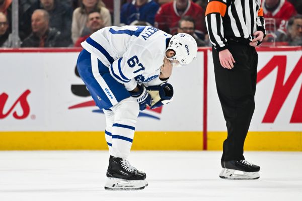 Leafs' Pacioretty out after taking Matthews slap shot off head