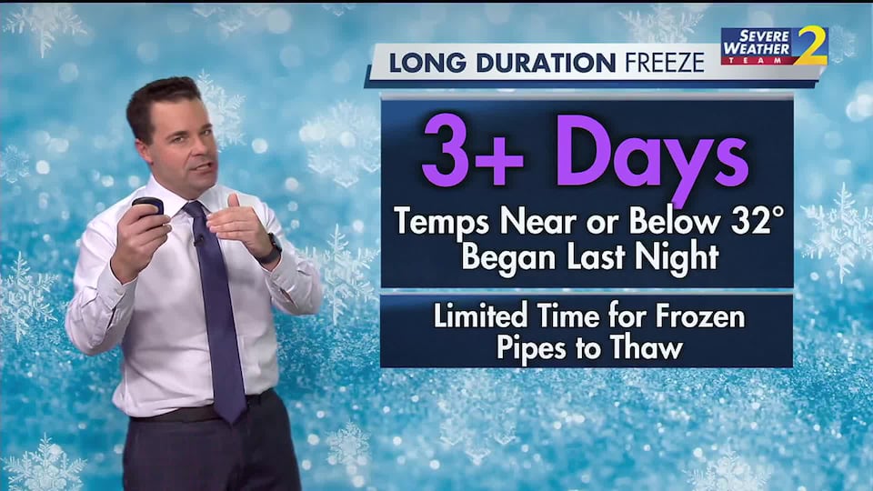 Long duration freeze: Temperatures near or below freezing for next few days