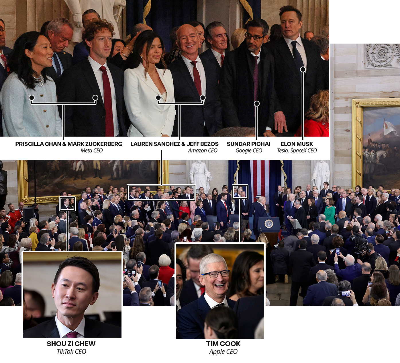 Tech titans and billionaires in prime spot at Trump inauguration