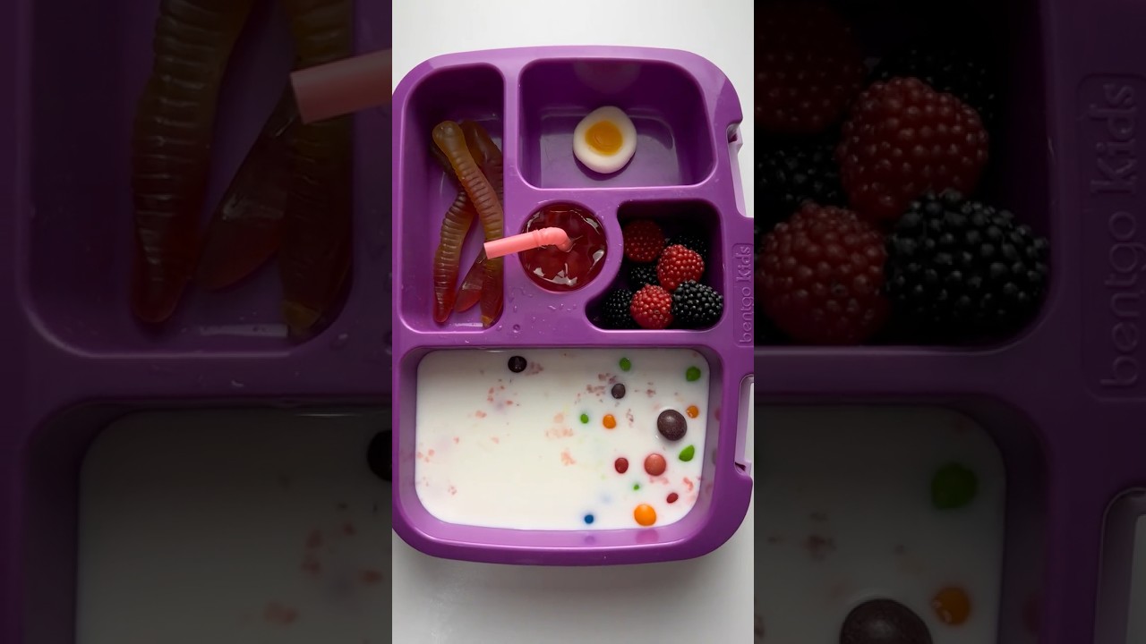 Packing school lunch with candy cereal for subscribers