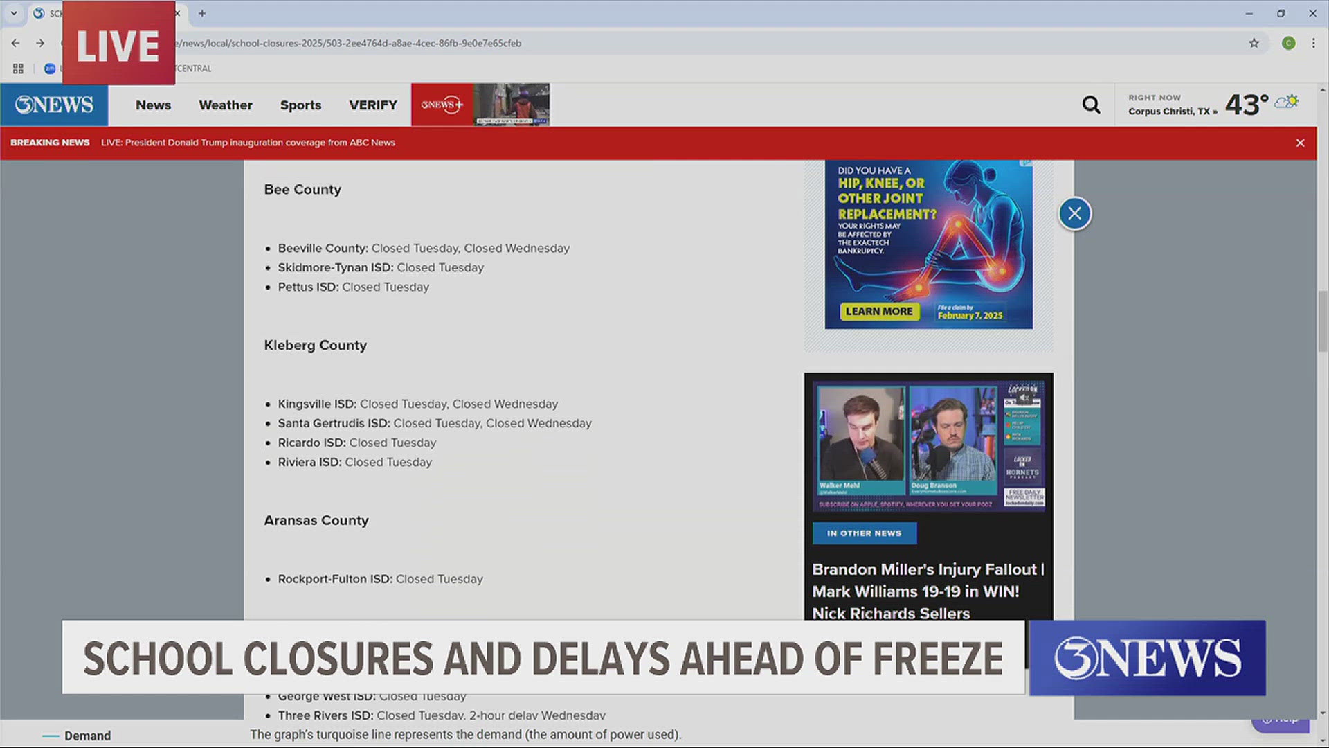 Area schools close as freezing temperatures approach