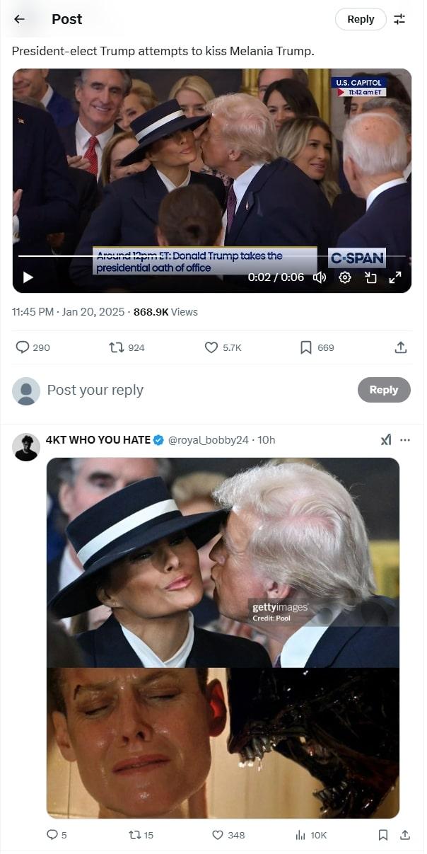 Viral Video Donald Trump Mencoba Cium Istrinya tapi Gagal,Terhalang ...