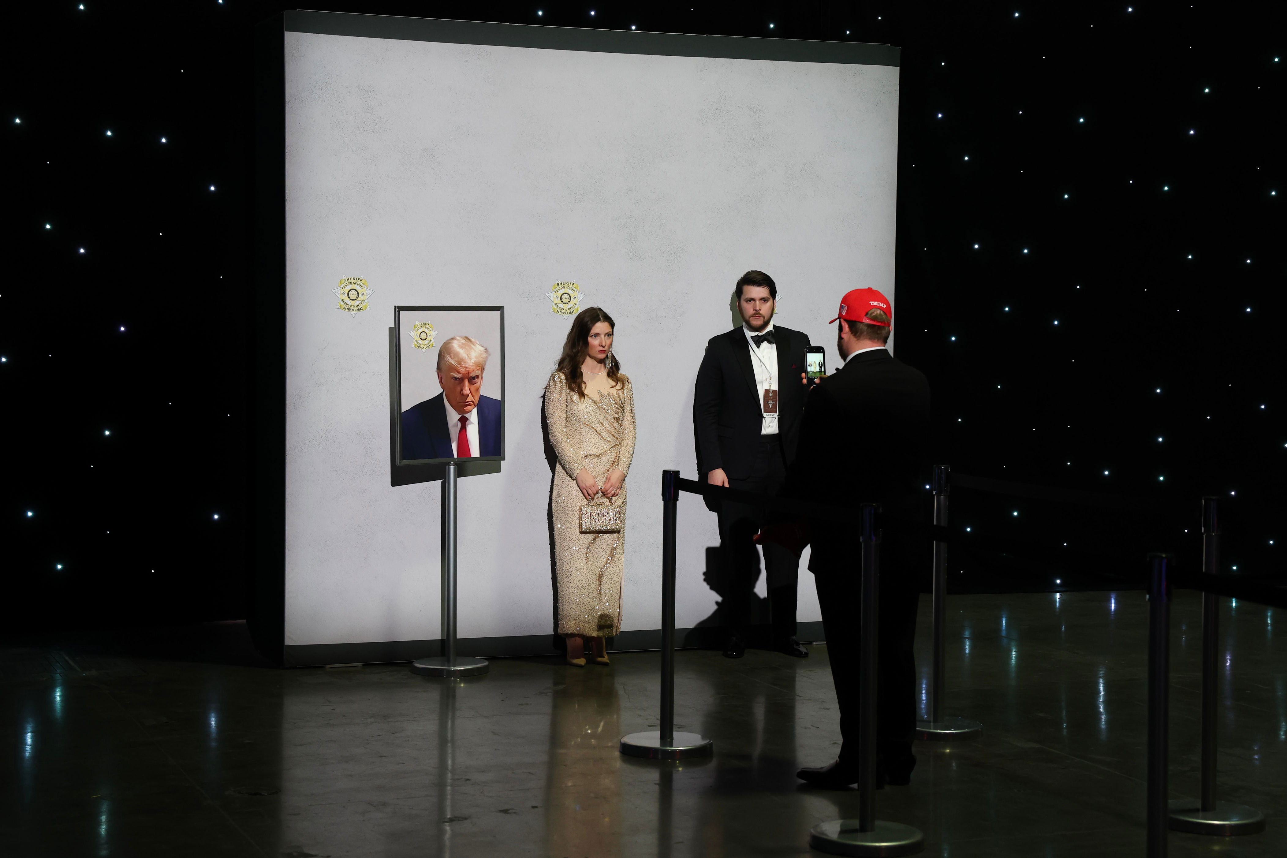 Trump celebrates with supporters at the inaugural balls