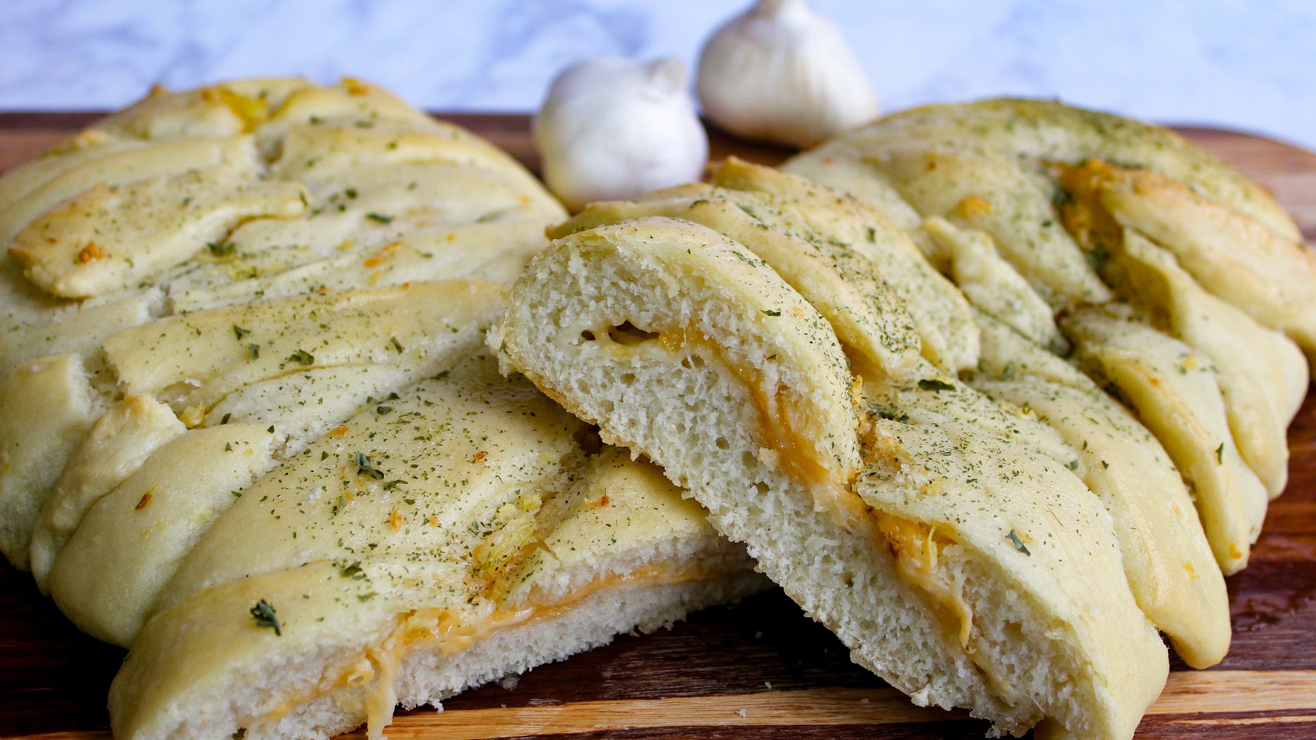 Yum, this cheesy garlic bread is divine - 3 cheese garlic braid