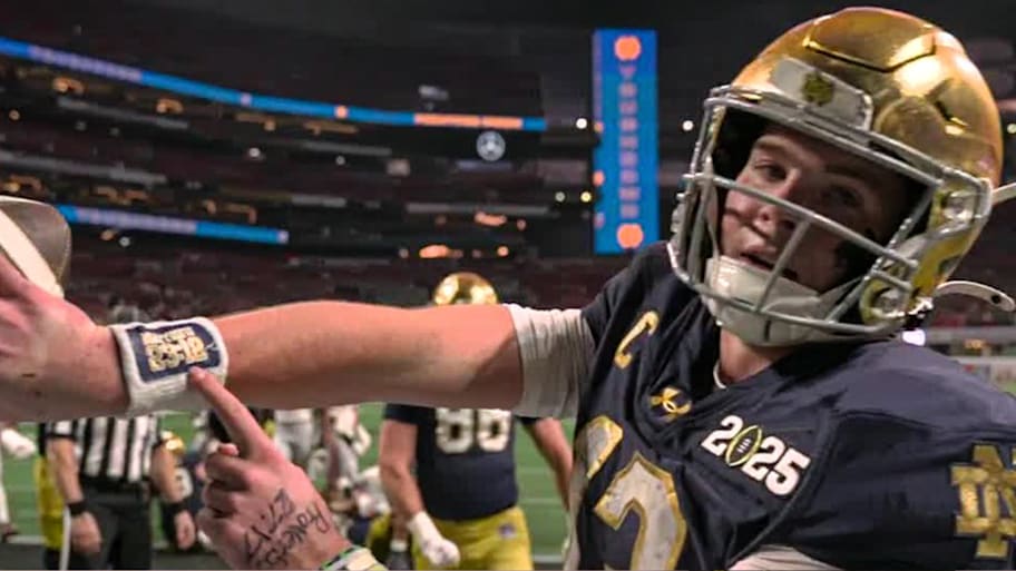 Here's What Notre Dame QB Riley Leonard's Arm Band Says at National ...