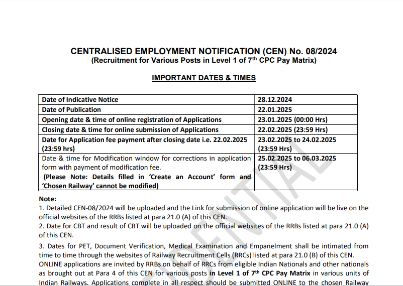 RRB Recruitment 2025: Notice out for 32,438 posts, Check official ...