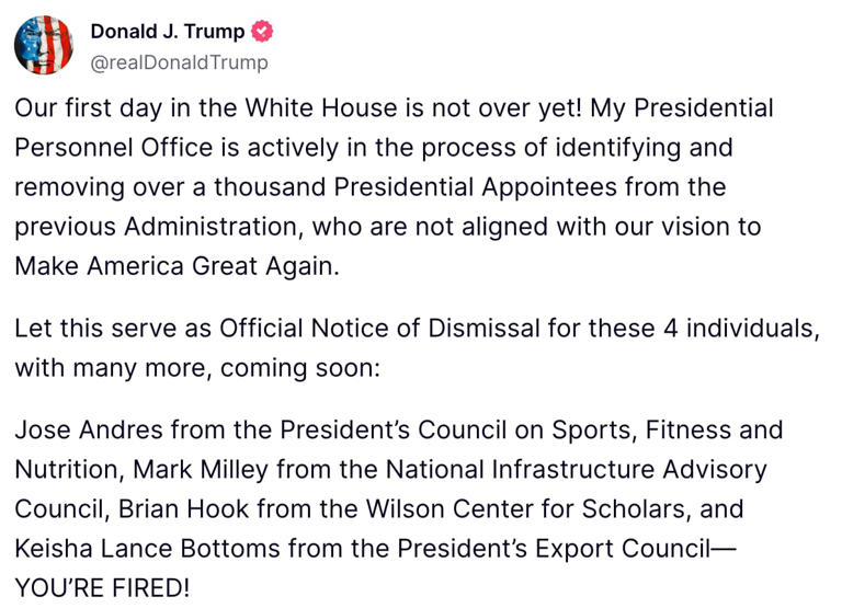 Trump Starts Purge with Midnight Truth Social Firing of Chef José ...