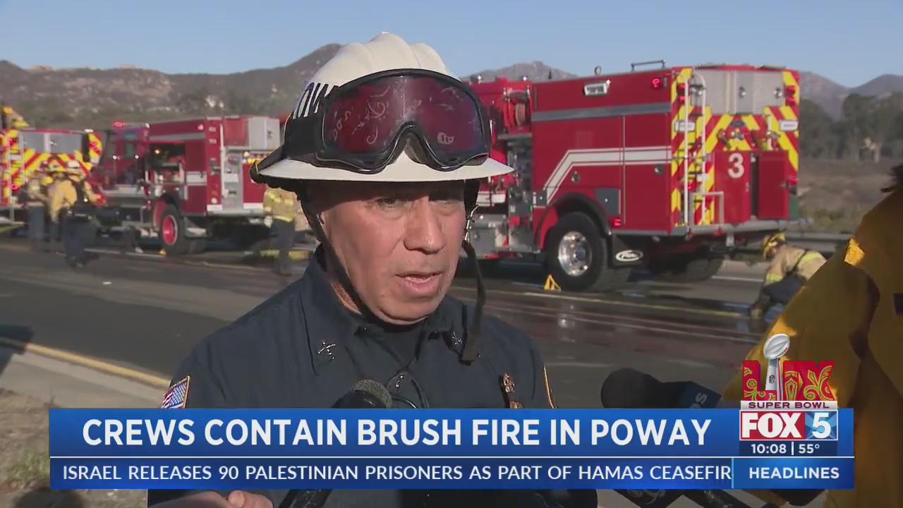 Crews contain brush fire in Poway