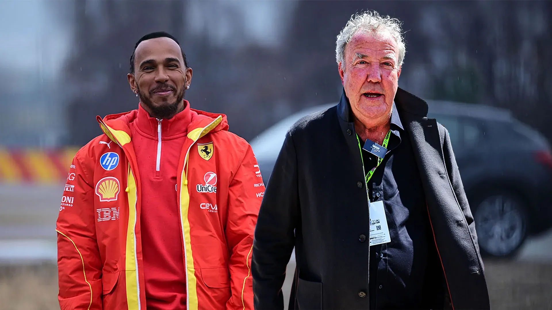 Jeremy Clarkson sloopt Lewis Hamilton bij Ferrari: foto's