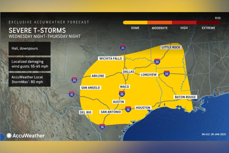 Texas Map Shows Areas at Risk of Severe Storms