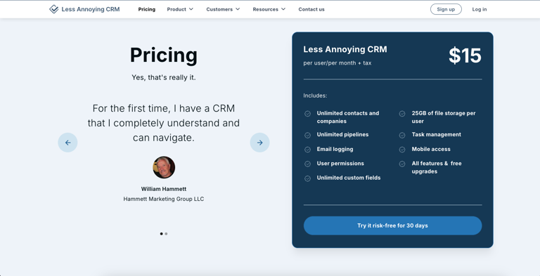 Less Annoying CRM review 2025
