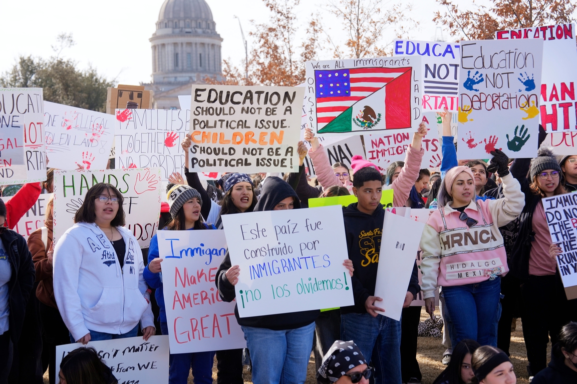 Hundreds gather at Oklahoma capitol to protest anti-immigration legislation