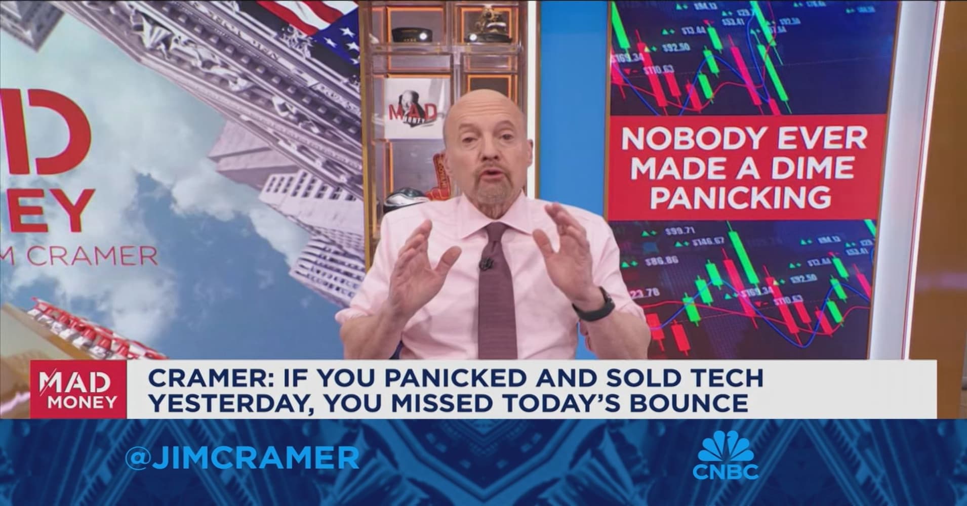If you panicked and sold tech you missed today's bounce, says Jim Cramer