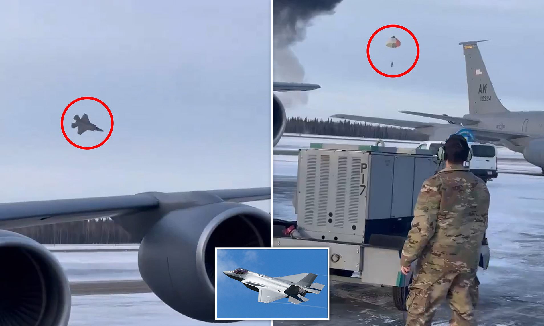 F-35 fighter jet crashes and explodes into flames at Air Force Base