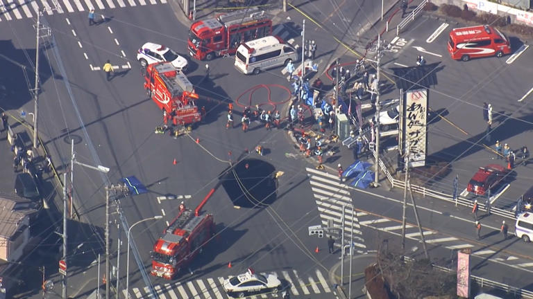 Video shows massive sinkhole in Japanese city swallowing truck: Watch