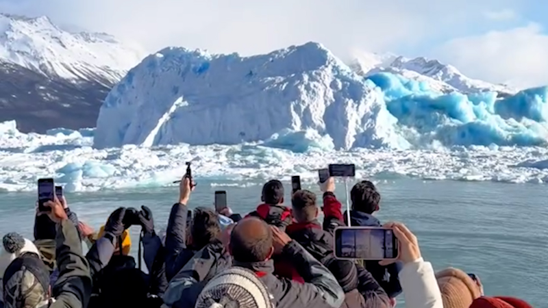 Rotating iceberg captured from glacier in Argentina
