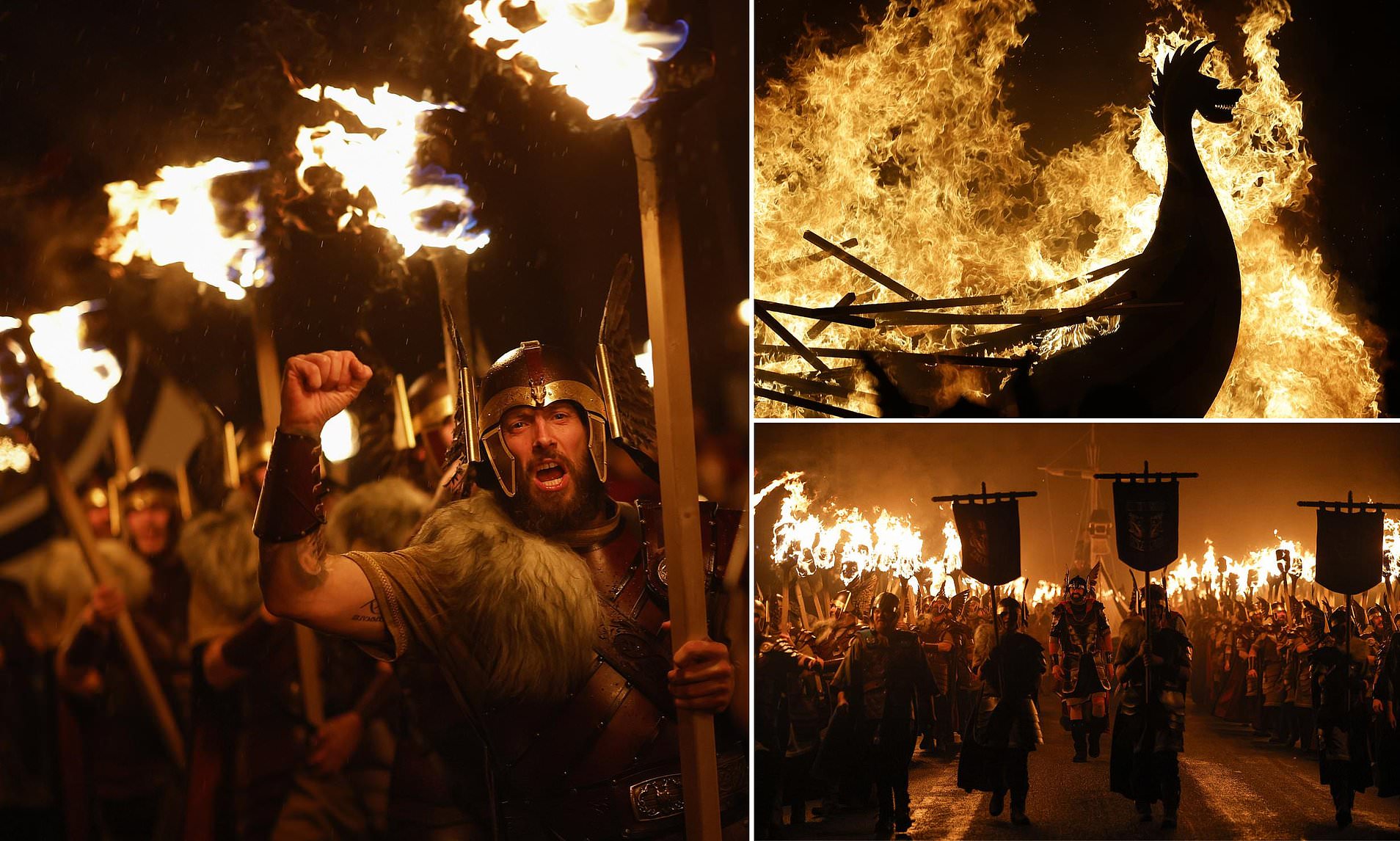 Historic annual Up Helly Aa fire festival blazes back in Scotland