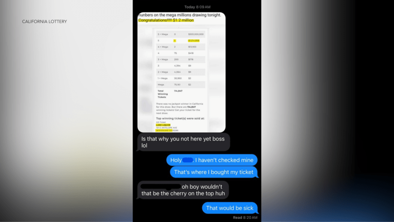 Coworker’s joking text makes California man realize his $1.2 million lottery win
