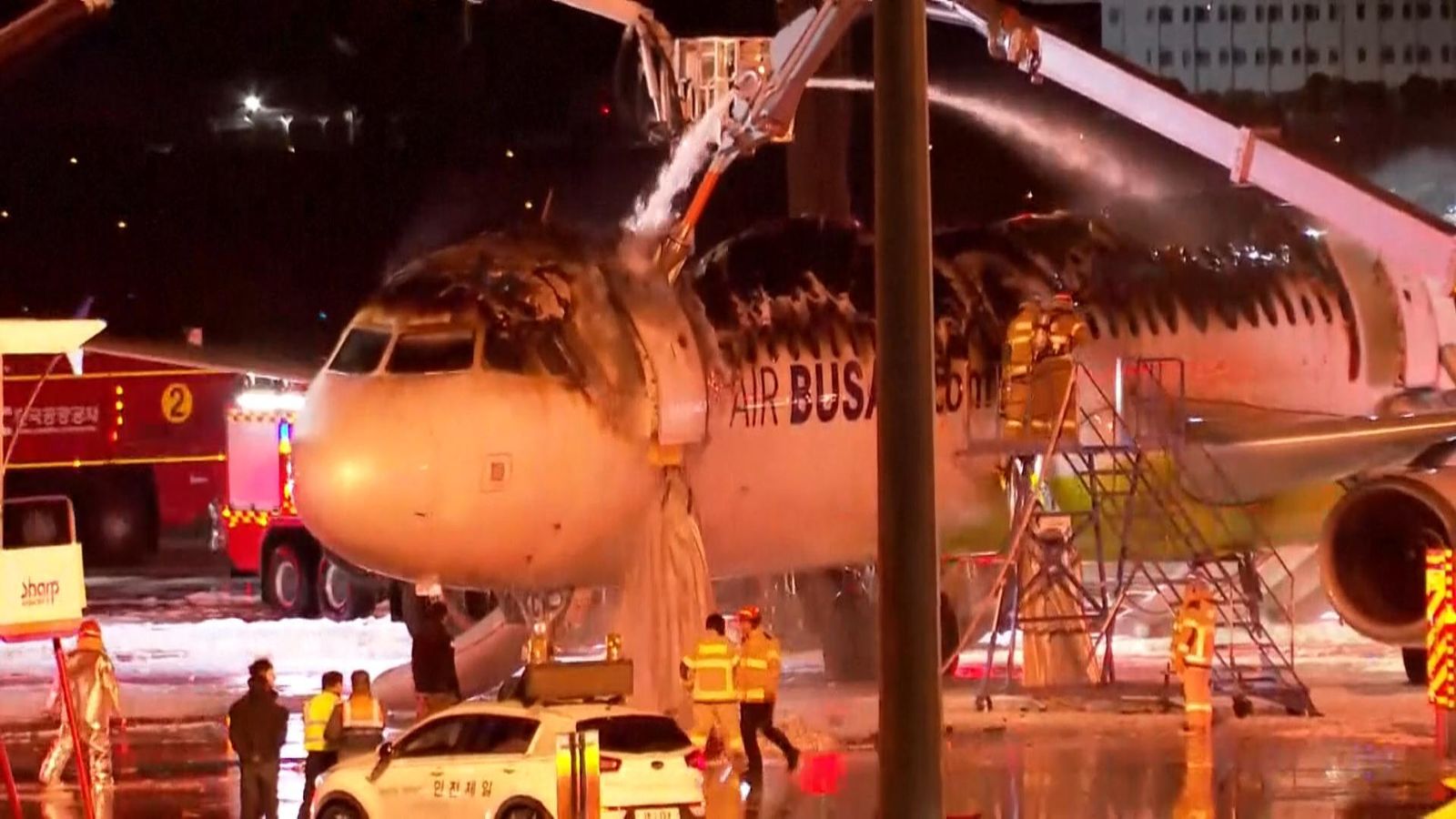 Plane catches fire before take off