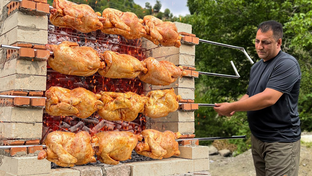Cooked Juicy Chicken On A Unique Barbecue! Life In The Mountains Of ...
