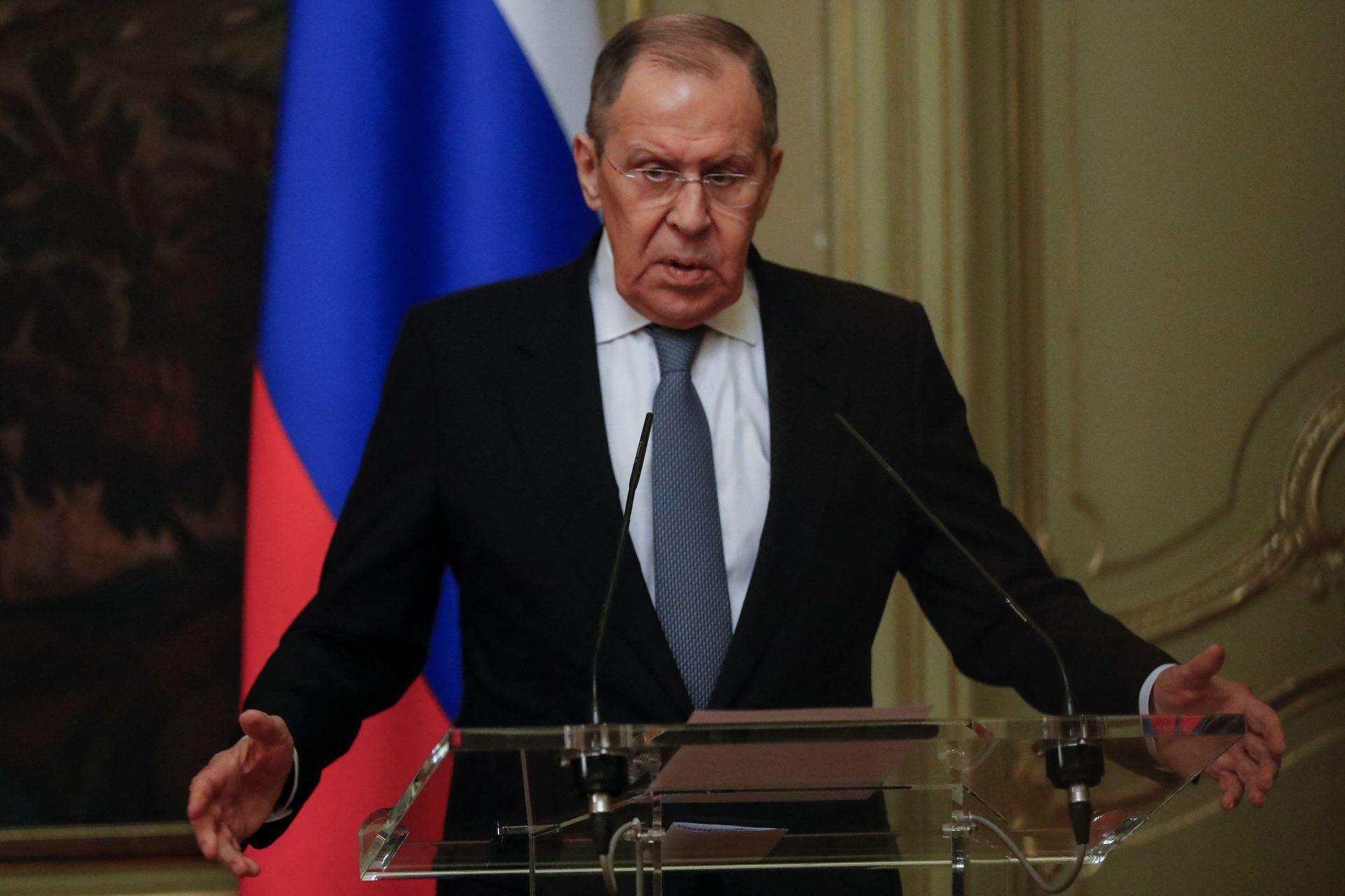 Sergej Lavrov uit harde kritiek op het Westen Sergej Lavrov uit harde kritiek op het Westen