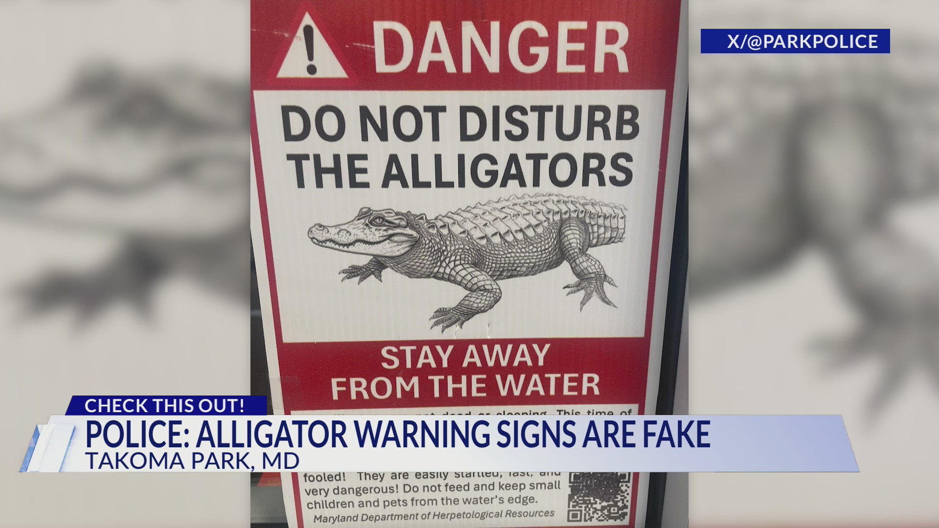 Alligator sign ‘prank’ pops up in Takoma Park