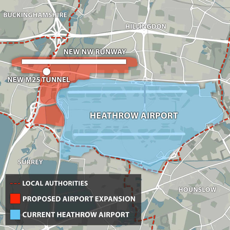 Map reveals where third Heathrow Airport runway