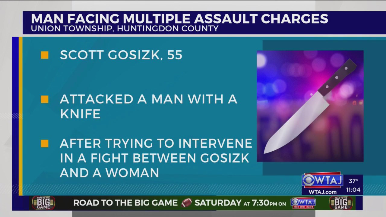 Huntingdon County man faces aggravated assault charges after knife attack Huntingdon County man faces aggravated assault charges after knife attack