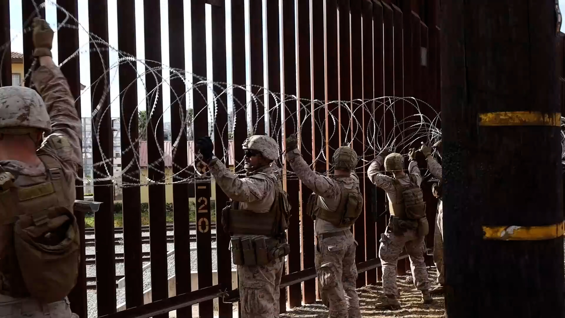 Marines reinforce southern border wall near San Ysidro, California