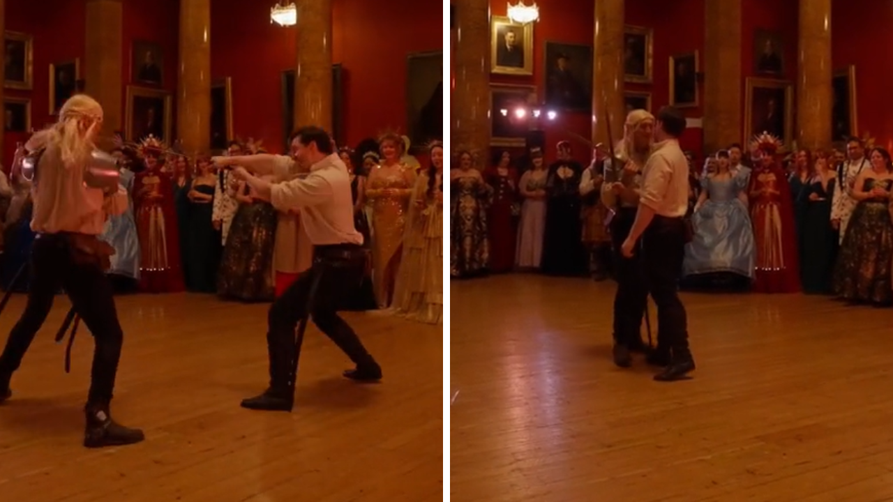 Epic Sword Fight at the Crown and Dagger Ball A Dramatic Showdown!