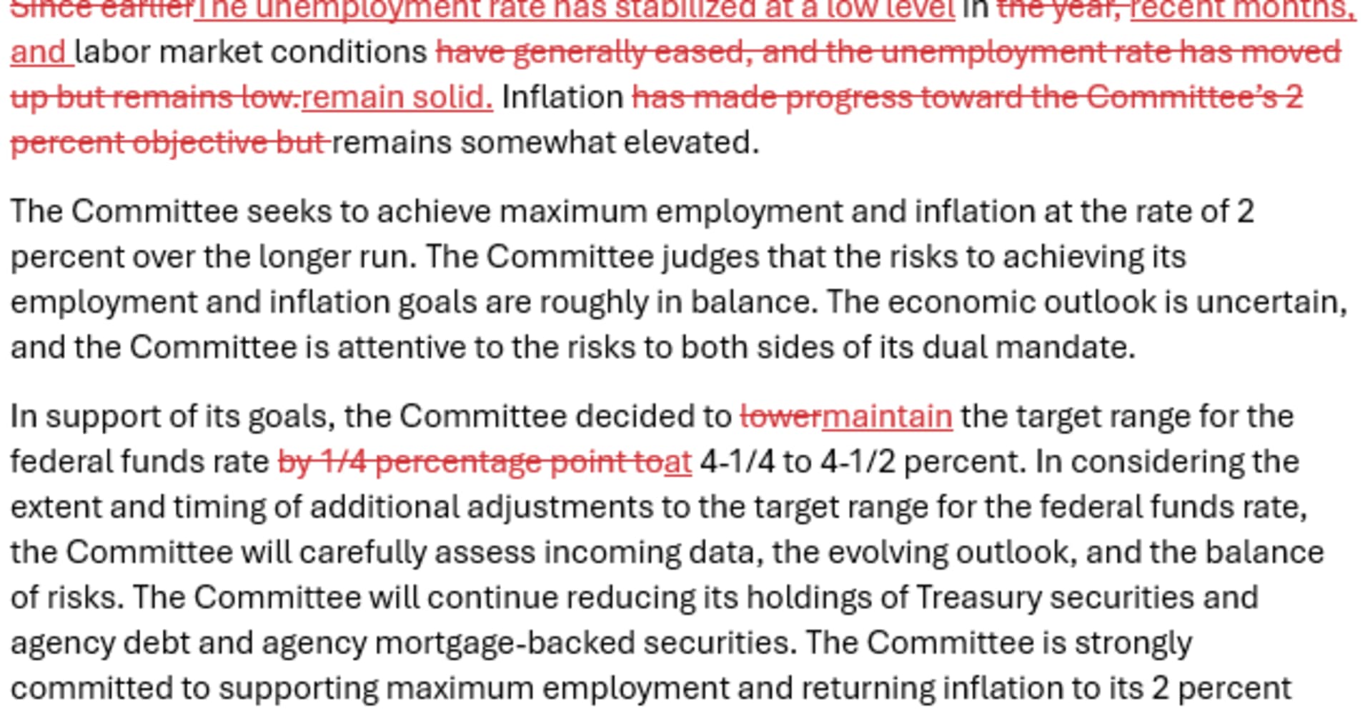 Here's what changed in the new Fed statement