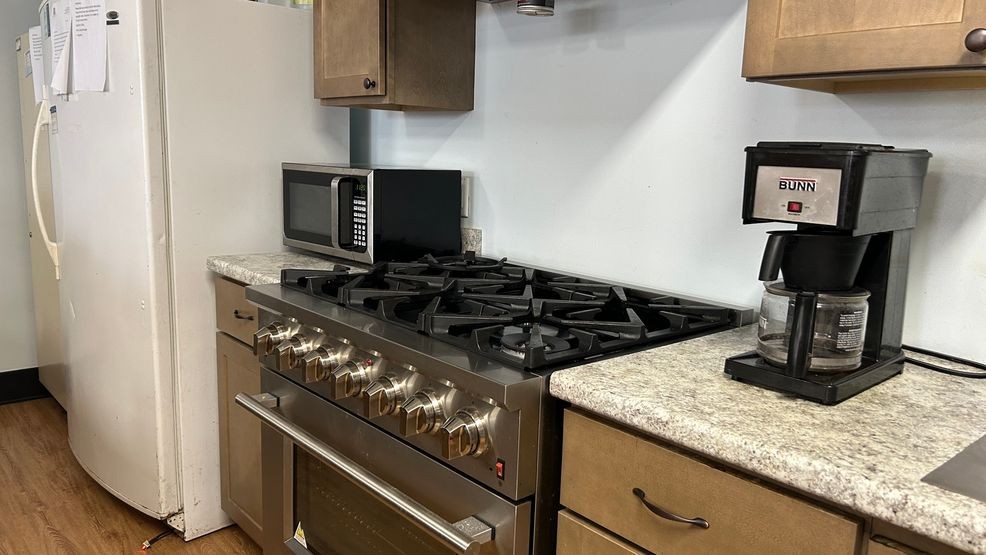 Kitchen showcased after remodel at the Upper Room Recovery Community