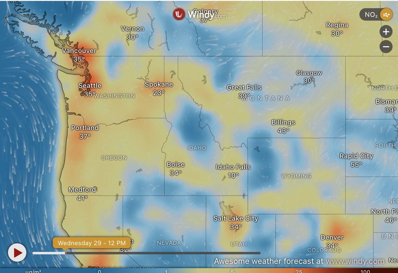 Map Shows 4 States Warned of Bad Air Quality
