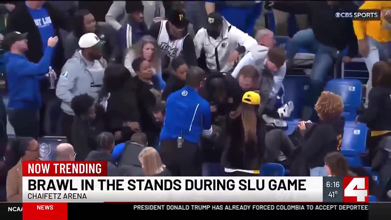 CAUGHT ON CAMERA: Fans brawl in the stands during SLU basketball game