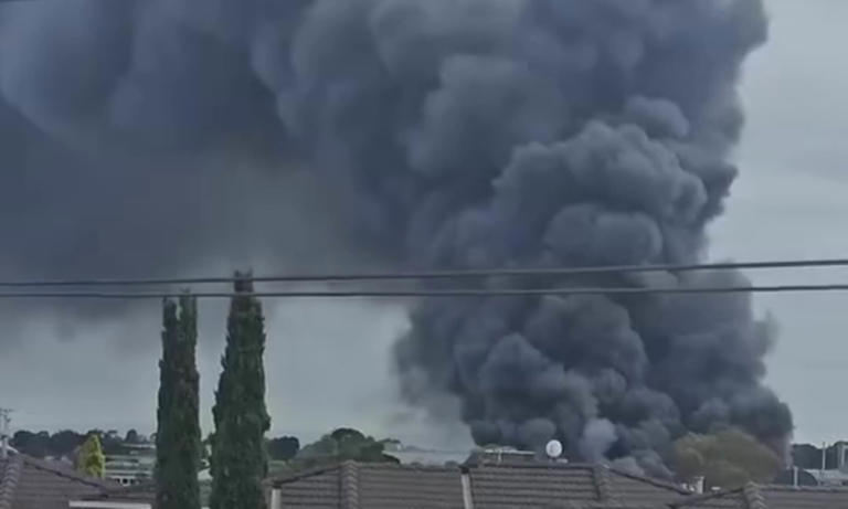 Firefighters battle raging factory fire in Melbourne