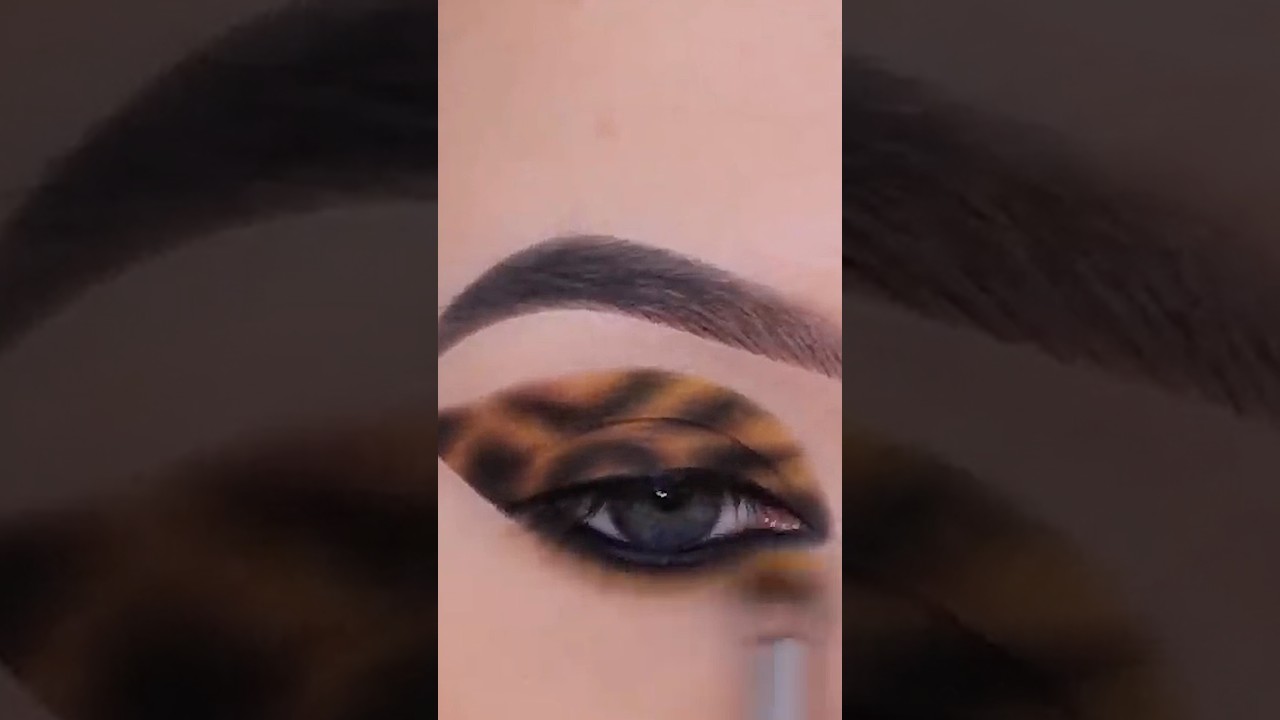 Step by step Leopard Eye Makeup Tutorial 🐆🖤 #shorts