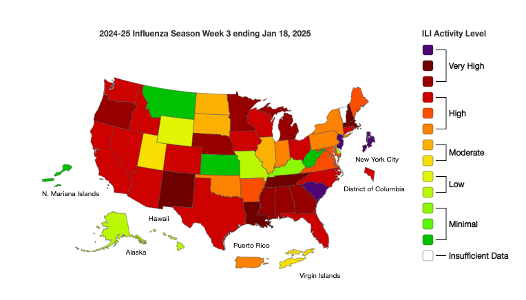 Flu map: These states are now at CDC’s highest activity level
