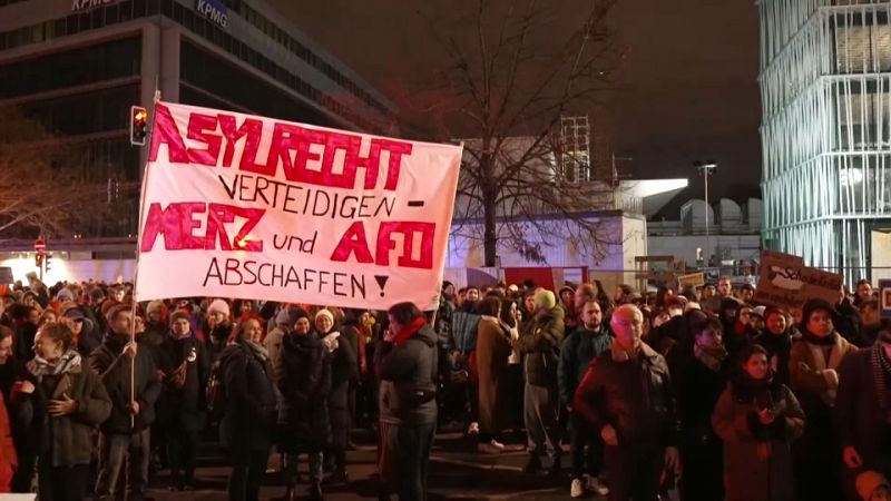 Hundreds in Berlin protest stricter migration policy push backed by far ...